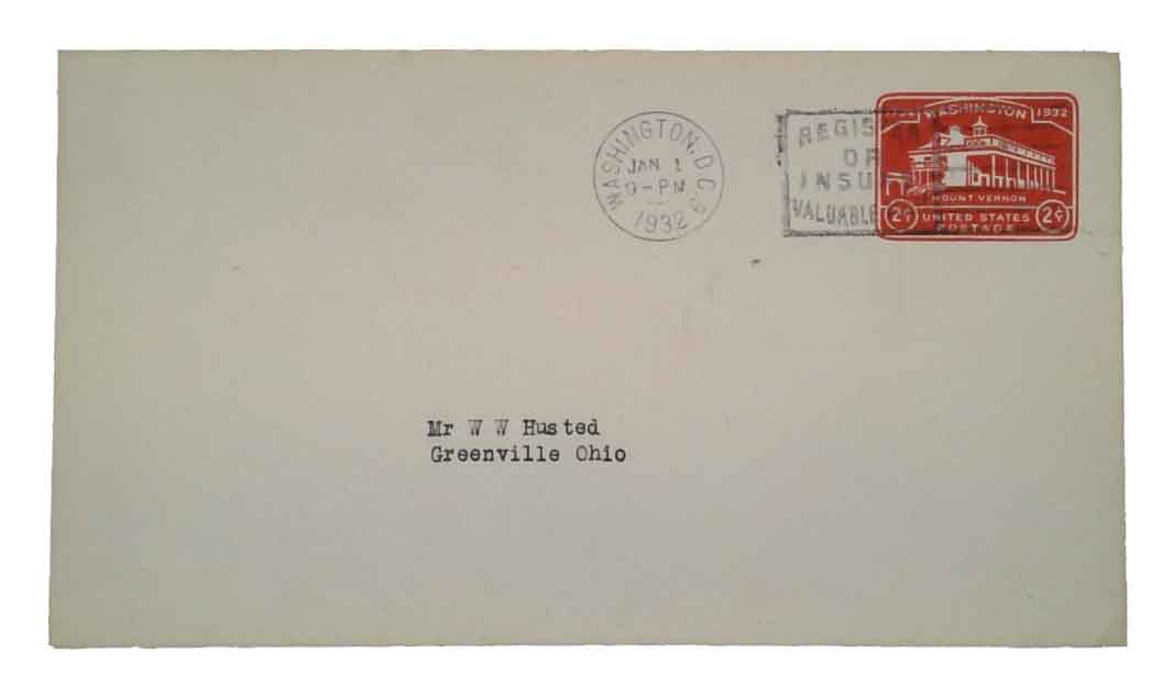 U525 - 1932 2c Stamped Envelopes and Wrappers -Die 1, carmine - Mystic ...
