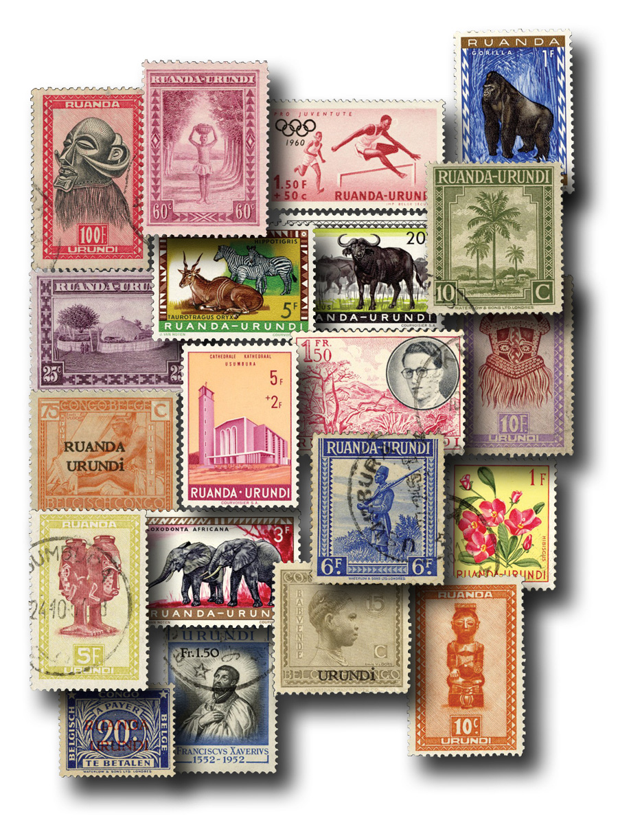 MP2057 - Ruanda-Urundi, 100 Different Stamps - Mystic Stamp Company