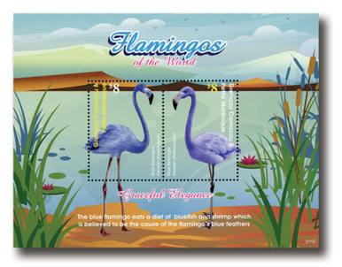 MFN466 - 2021 $8 Flamingos of the World, Mint Souvenir Sheet, Grenadines - Mystic Stamp Company