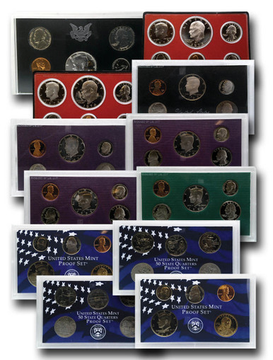 MCN049 - 10 Different US Proof Sets - Mystic Stamp Company