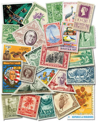 M11988 - 100 Mint Worldwide Stamps - Mystic Stamp Company