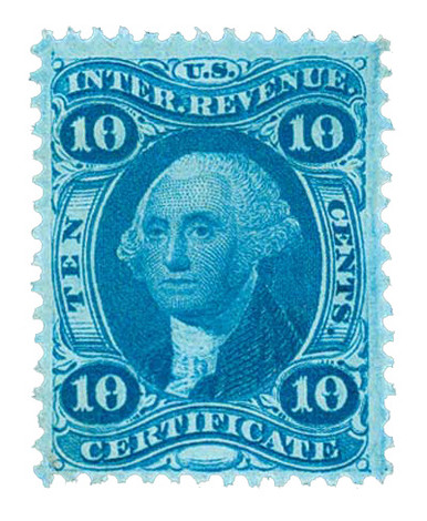 R33d - 1862-71 10c Blue, Certificate, silk paper - Mystic Stamp Company