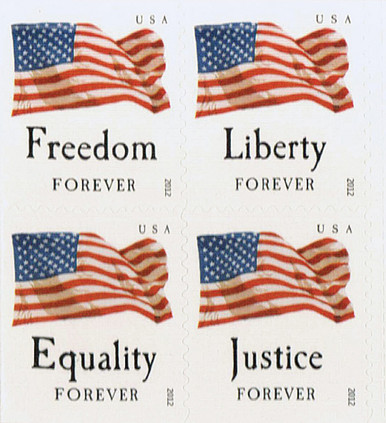 4648a - 2012 First-Class Forever Stamps - Four Flags, SSP, block of 4 ...