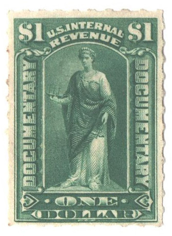R173p - 1898 $1 US Internal Revenue Stamp - dark green - Mystic Stamp ...