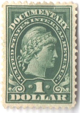 R240a - 1917-33 $1 US Internal Revenue Stamp - green - Mystic Stamp Company