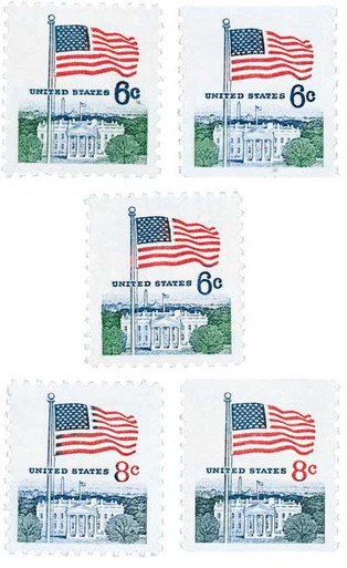 1338-38G - 1968-71 Regular Issues 5V - Mystic Stamp Company 1338-38G - 1968-71 Regular Issues 5V - Mystic Stamp Company