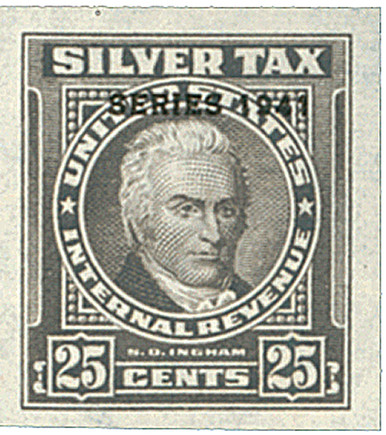 RG66 - 1941 25c Silver Tax, gray, overprint '1941' - Mystic Stamp Company