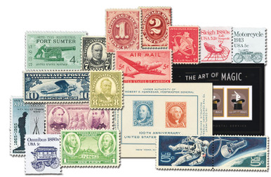 M12471 - 1891-2018 Historic US Stamp Collection, Set of 50 Stamps, Mint ...