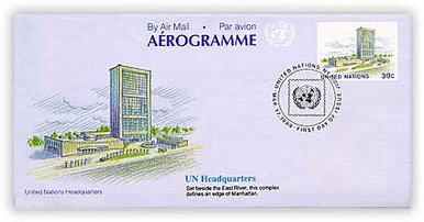 8UC16 - 1989 39c United Nations Aerogramme - Mystic Stamp Company
