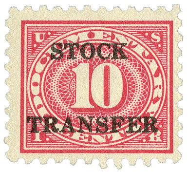 RD40 - 1920 10c Stock Transfer Stamp, carmine rose,horizontal overprint ...