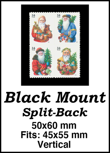 MM2125 - 50x60mm 2 Vertical Black Split-Back Mounts - Mystic Stamp Company