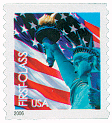 3969 - 2005 39c Statue of Liberty and Flag, 10 1/4 vertical perf ...