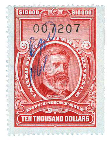 R732 - 1958 $10,000 US Internal Revenue Stamp - watermark, perf 12 ...