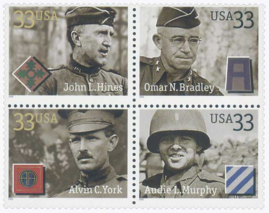 3393-96 - 2000 33c Distinguished Soldiers - Mystic Stamp Company