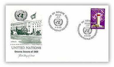 7A1 - 1969 0,05 UN Headquarters and World Map - Mystic Stamp Company