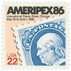 2145 - 1985 22c Ameripex '86 - Mystic Stamp Company