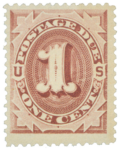 J15 - 1884 1c Postage Due Stamp - red brown - Mystic Stamp Company