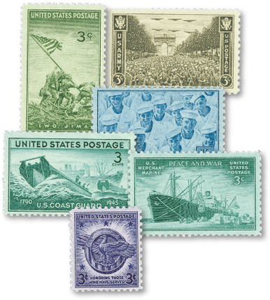 929/940 - 1945 American Armed Forces, collection of 6 stamps - Mystic ...