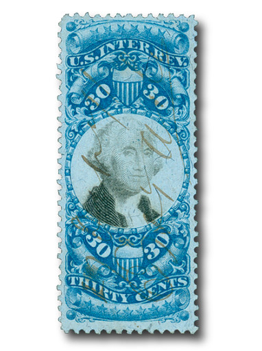 R113 - 1871 30c US Internal Revenue Stamp - blue & black - Mystic Stamp ...
