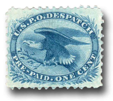 LO6 - 1875 1c Eagle - reprint, perf 12, blue - Mystic Stamp Company