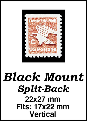 MM2175 - 22x27mm 3 Vertical Black Split-Back Mounts - Mystic Stamp Company