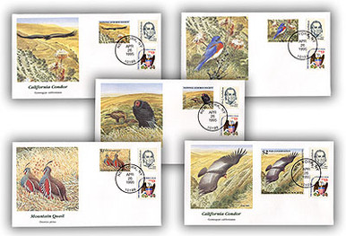570575G - 1995 Audubon FDC Set with Title Card - Mystic Stamp Company