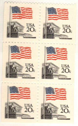 1896a - 1981 20c Flag over Supreme Court, booklet pane of 6 stamps ...