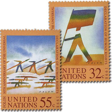 UN739-40 - 1998 Human Rights, 50th Anniversary - Mystic Stamp Company