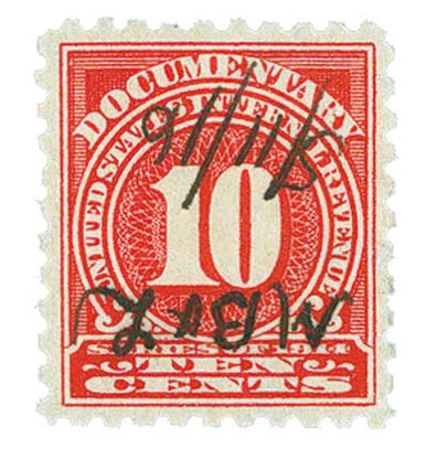 R212 - 1914 10c US Internal Revenue Stamp - offset, watermark, perf 10 ...