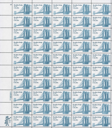 MA1430 - 1983 Brooklyn Bridge #2041 short transfer sheet - Mystic Stamp ...