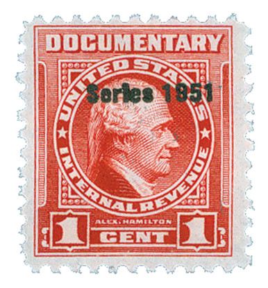 R561 - 1951 1c US Internal Revenue Stamp - watermark, perf 11, carmine ...