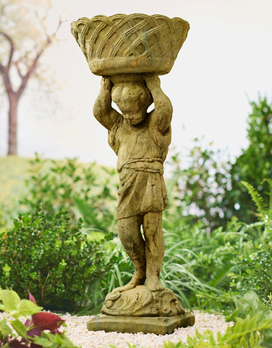 BUY 34" Charleston Basket Boy Planter - Unique Stone Concrete Planters ...