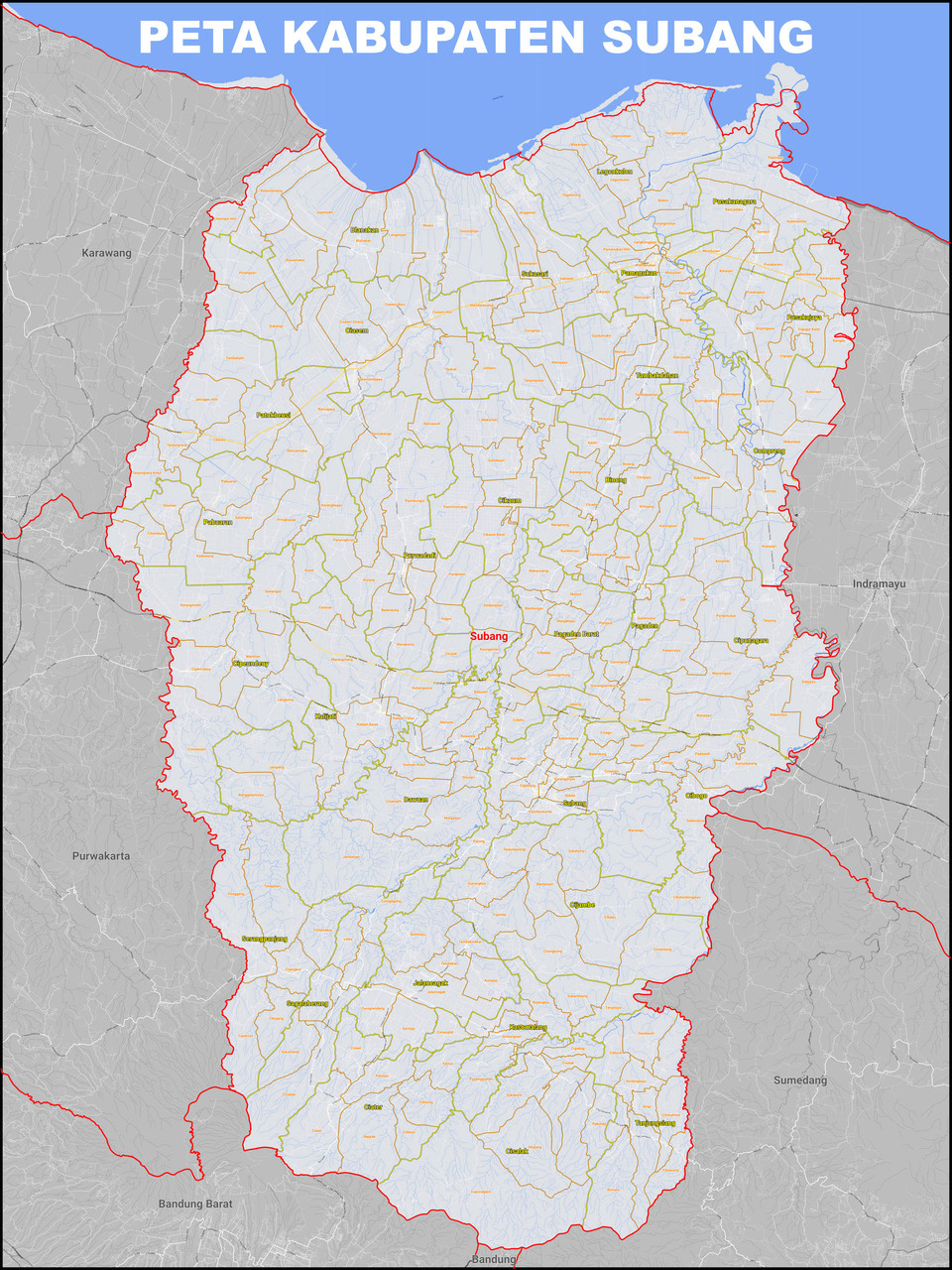 Peta Kabupaten Subang Kecamatan dan Kelurahan