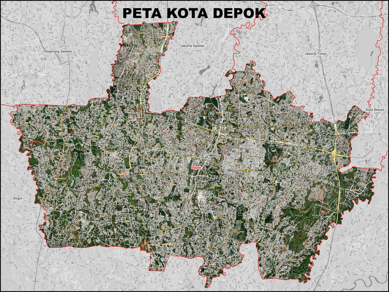 Peta Kabupaten Depok Satelit Kecamatan Dan Kelurahan