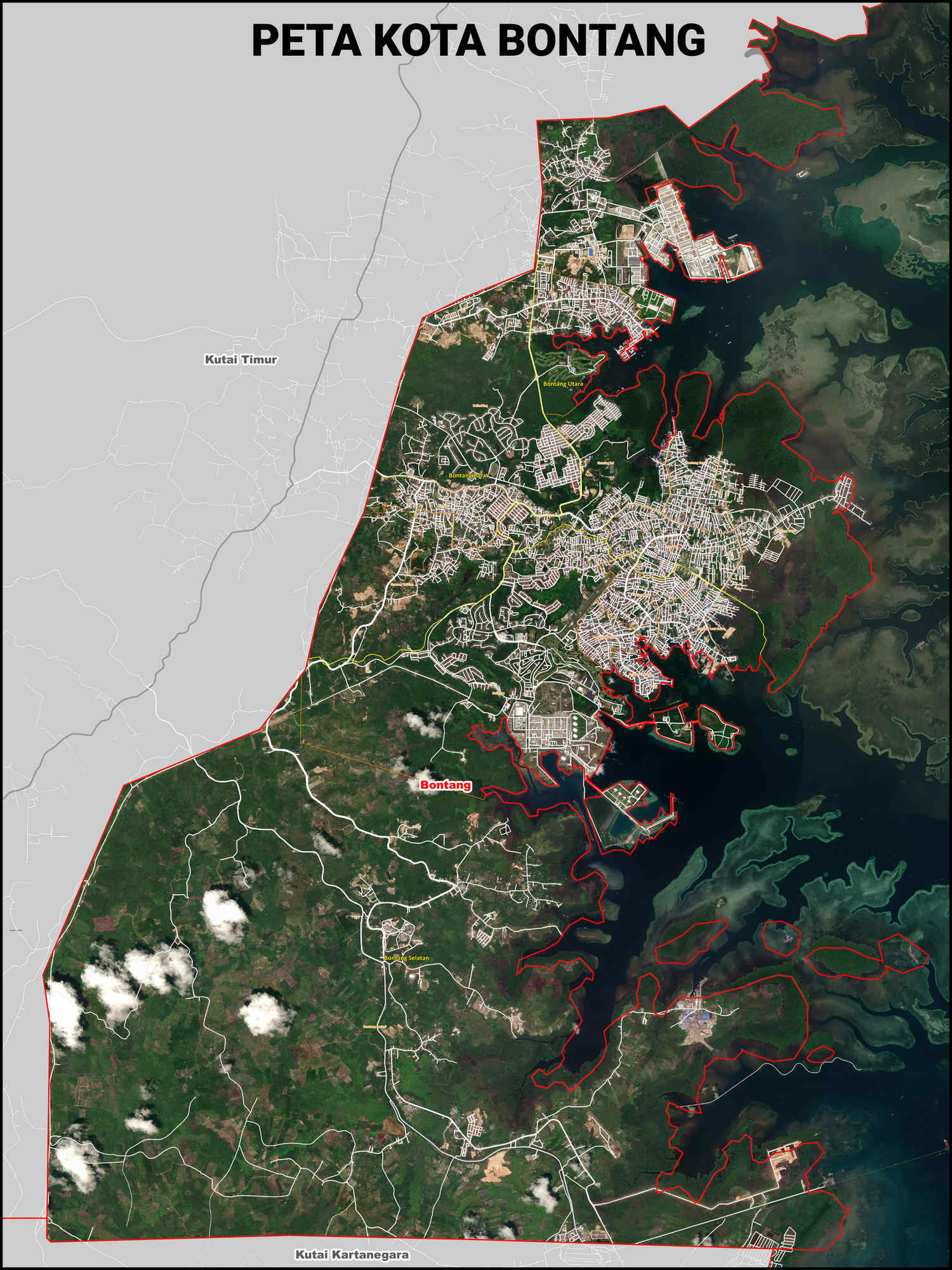Peta Kota Bontang Satelit Kecamatan Dan Kelurahan