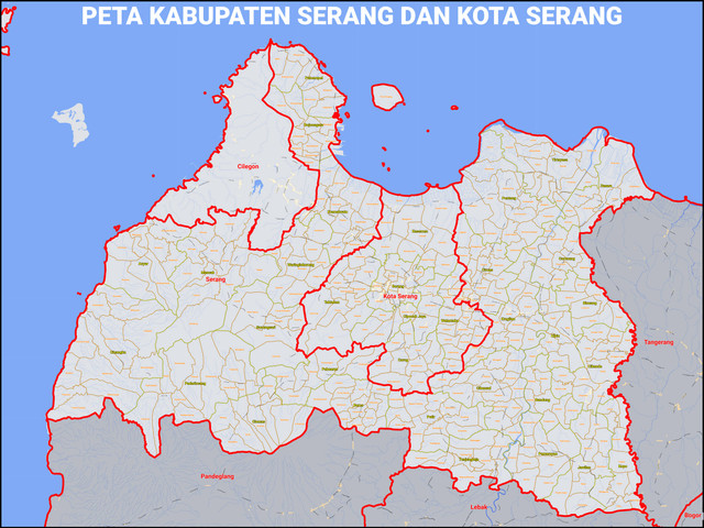 Peta Kabupaten serang dan kota serang Kecamatan dan Kelurahan