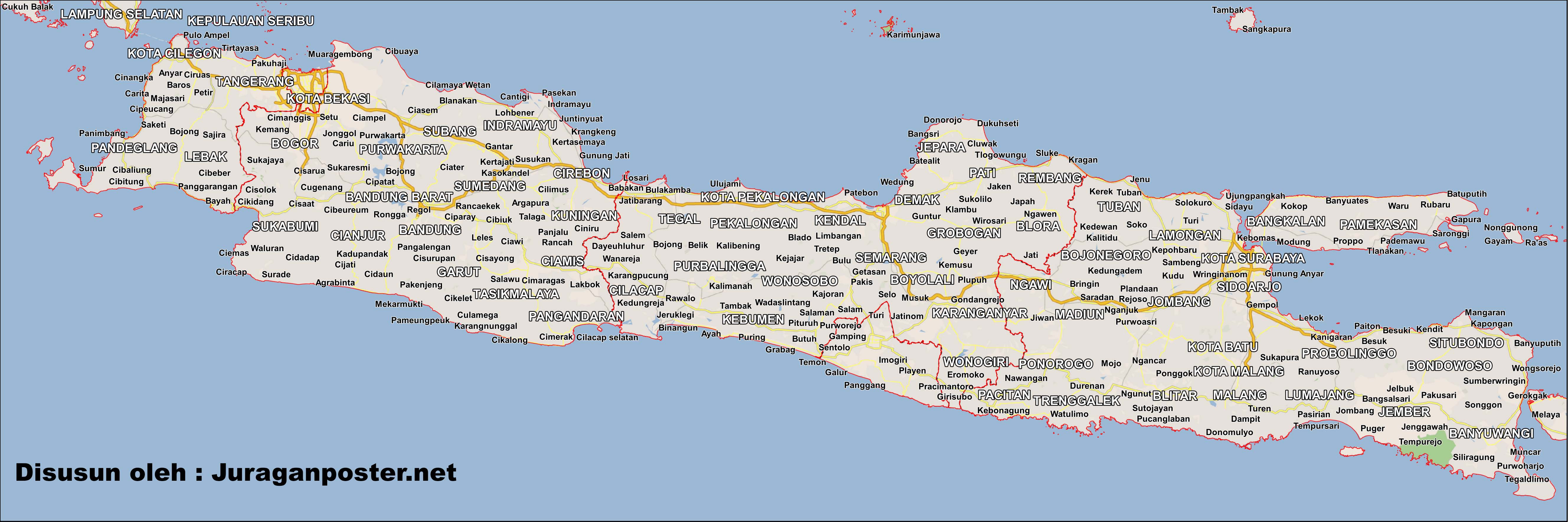 Peta Pulau Jawa - Juragan Poster