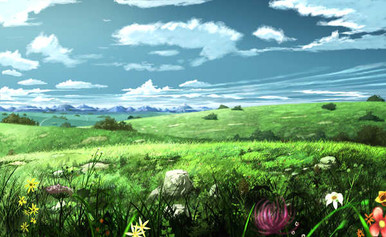 Flower Mountain Scenery Anime Original APC - Juragan Poster