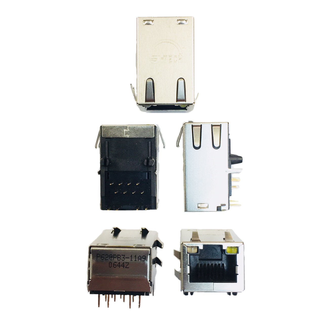 Pack of 5 RJ45 8P8C Shielded PCB Jacks Network Port with LED Indicator ...