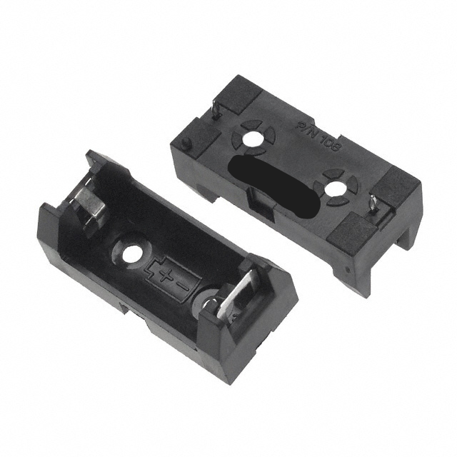 Pack of 4 108 Battery Holder (Open) 1/2AA 1 Cell PC Pin, RoHs