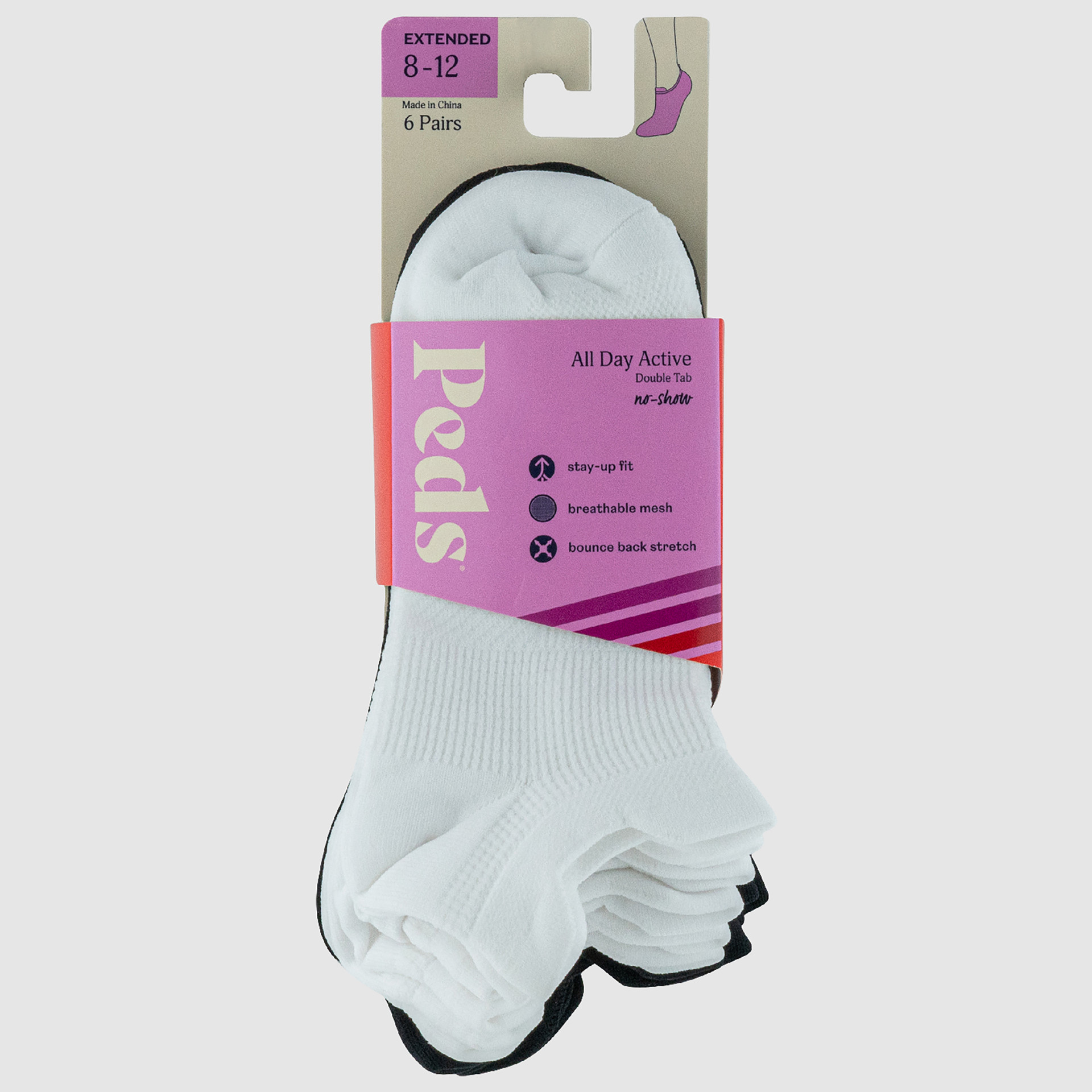 All Day Active Double Tab No Show Socks - peds.com