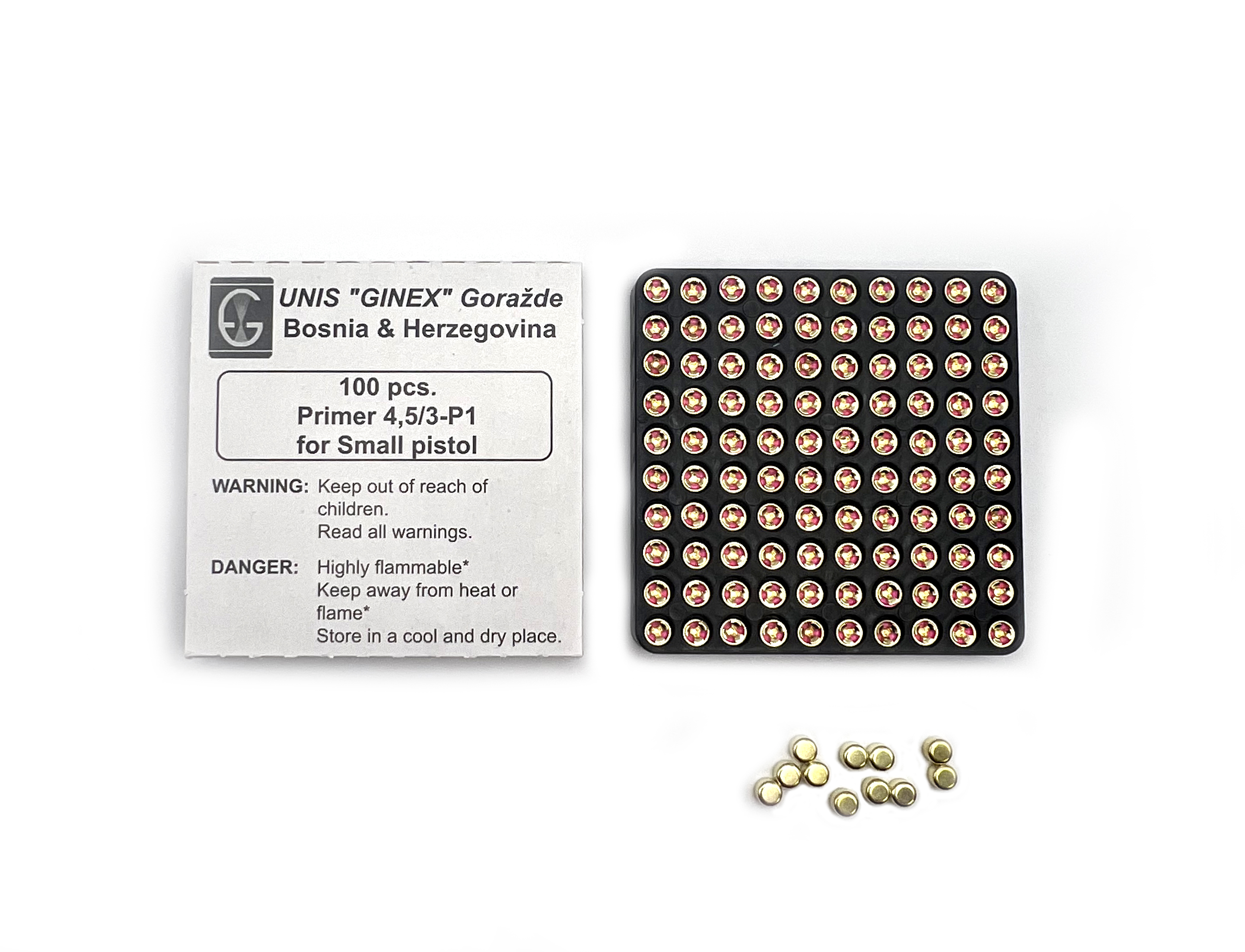 GINEX | Small Pistol Primers | Brass Cup | 5,000ct | Hazmat Included