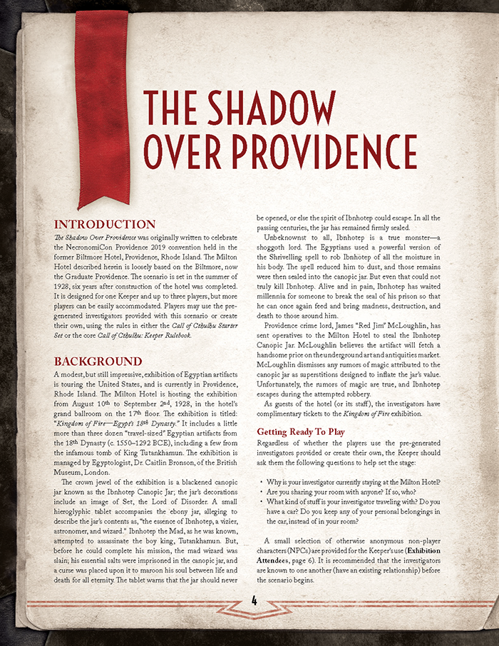 The Shadow Over Providence: Enhanced Edition - PDF - Chaosium Inc.