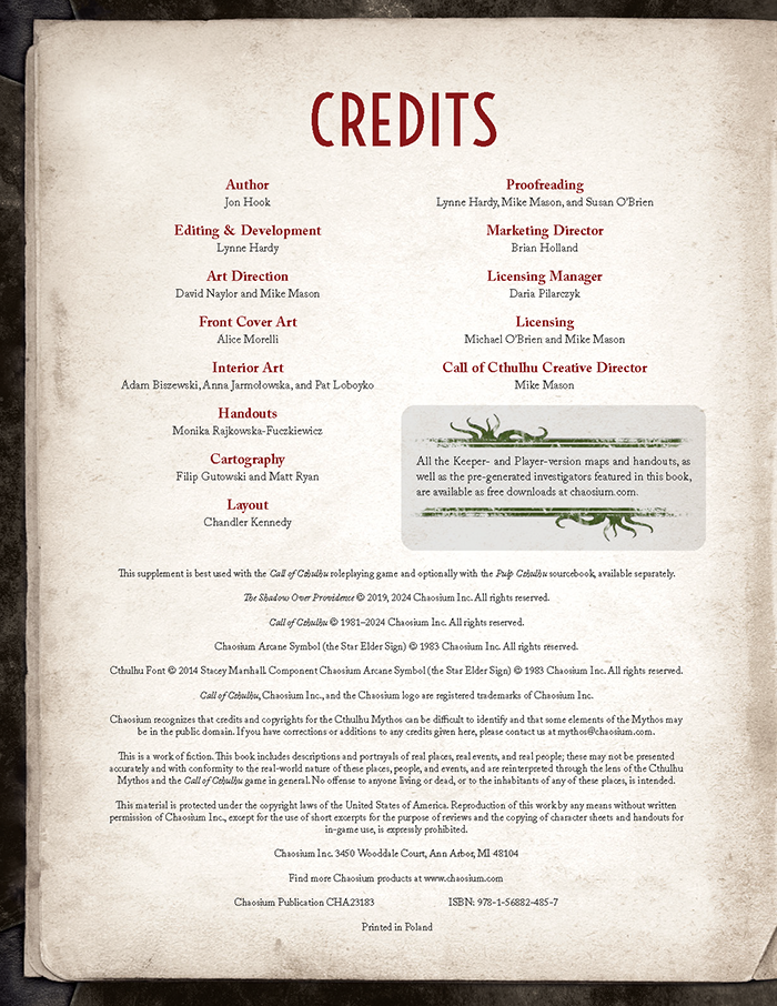 The Shadow Over Providence: Enhanced Edition - PDF - Chaosium Inc.