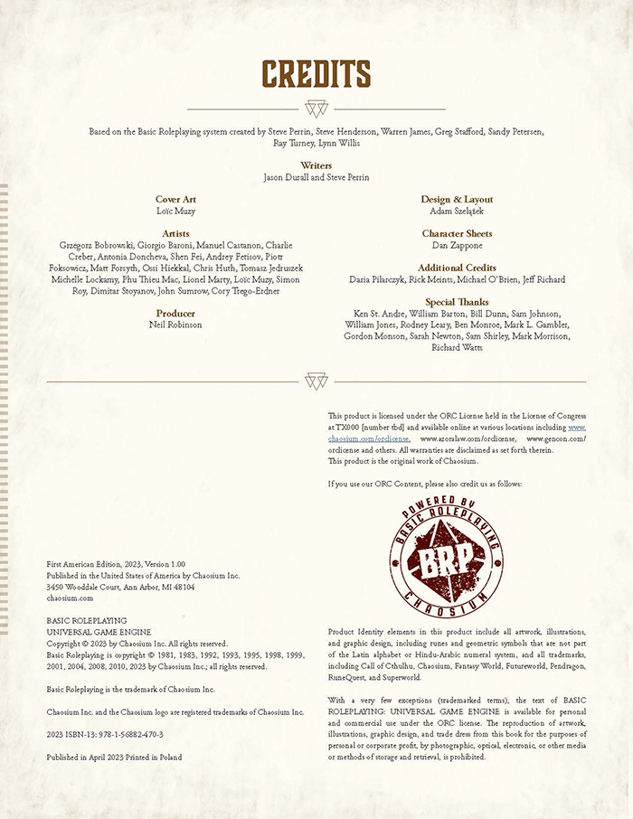 Basic Roleplaying: Universal Game Engine - PDF - Chaosium Inc.