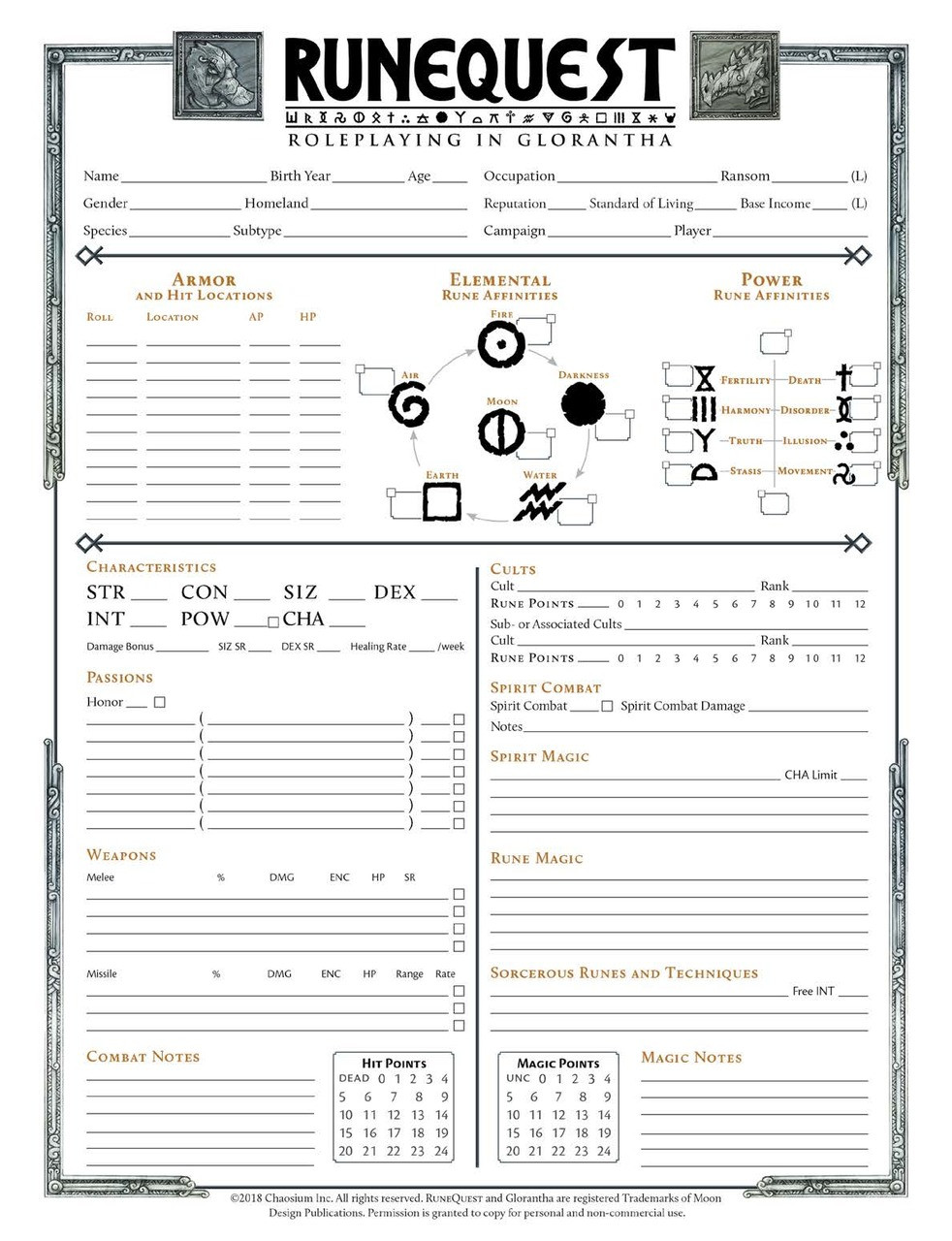 RuneQuest - Glorantha Bestiary - Hardcover - Chaosium Inc.