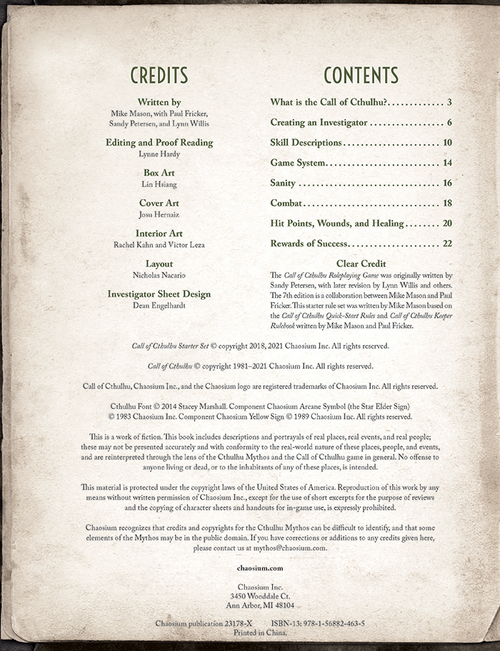 Call of Cthulhu Starter Set - PDF - Chaosium Inc.