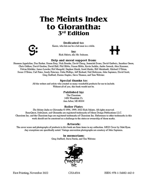 MIG3: The Meints Index to Glorantha - Hardcover - Chaosium Inc.