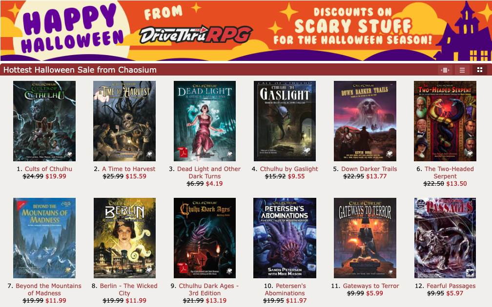 93 Chaosium digital titles up to 40% off in DriveThruRPG's Halloween 2023 Sale - Chaosium Inc.