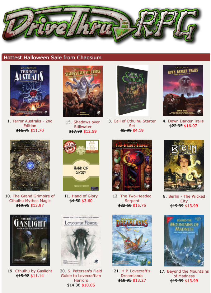 634 Chaosium titles are 30% off in DriveThruRPG's Halloween Sale - Chaosium Inc.